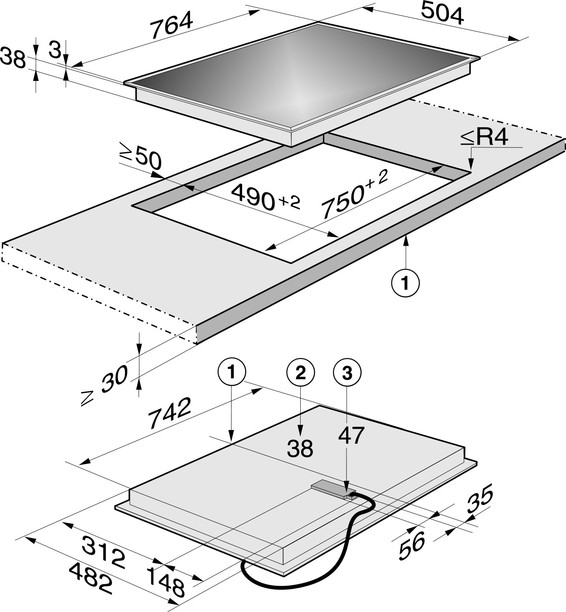 Miele KM5617 MIELE Hob Ceramic 76cm Stainless Steel Ruislip